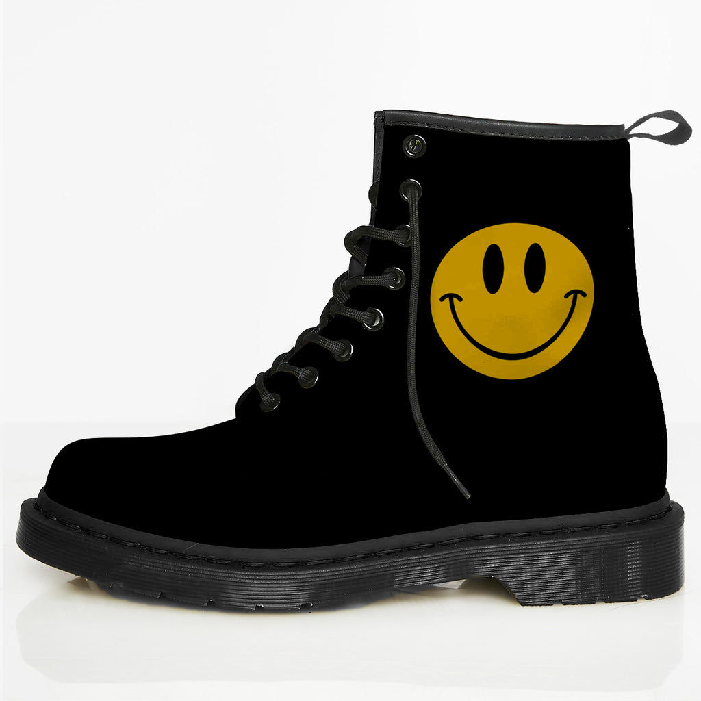 Smiley Boots - Vegan Leather Boots – CustomKiks.com