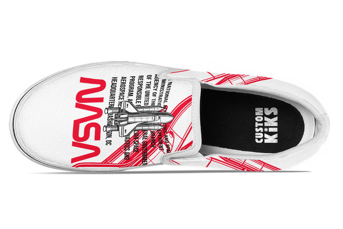 NASA Sneakers: NASA Rocket Logo Pattern Slip On Sneakers