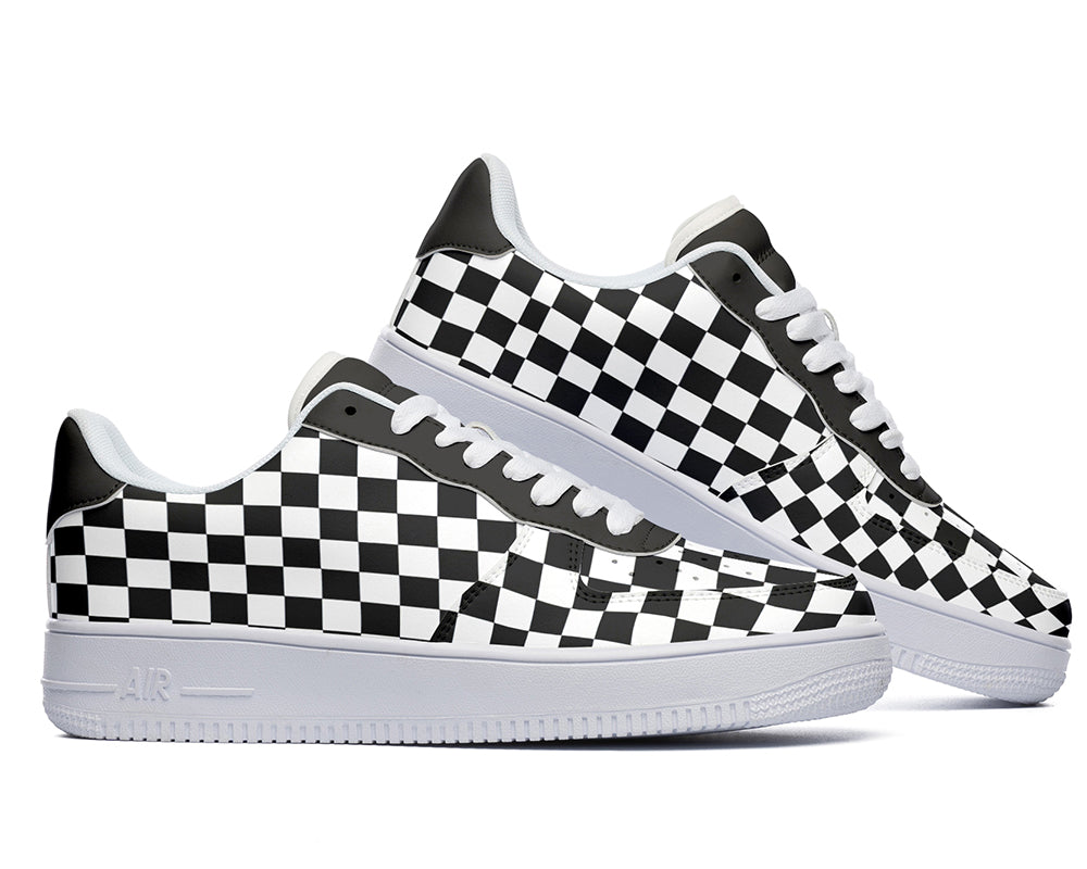 Black & White Checkered Sneakers – CustomKiks.com