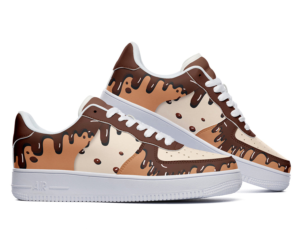 Melted Chocolate Drip Sneakers - White & Brown – CustomKiks.com