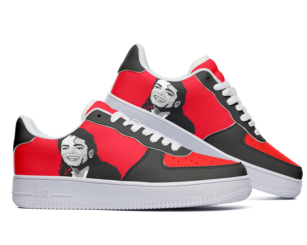 Low-Top Sneaker with Red Michael Jackson Portrait Upper – CustomKiks.com