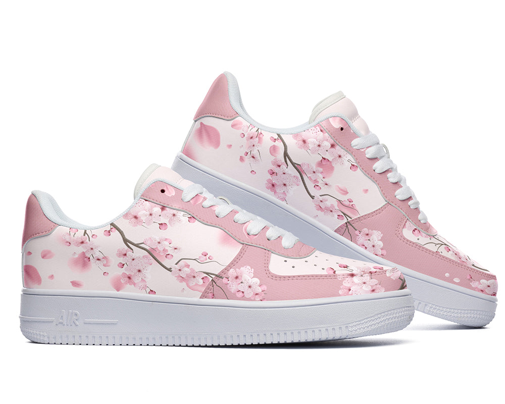 Cherry Blossom Floral Sneakers with White Sole & Laces – CustomKiks.com