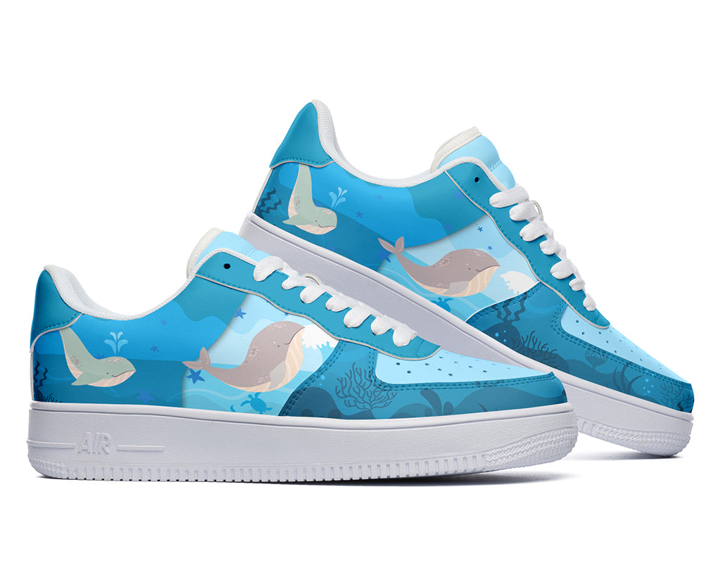 Blue Sneakers with Ocean Life Design – CustomKiks.com