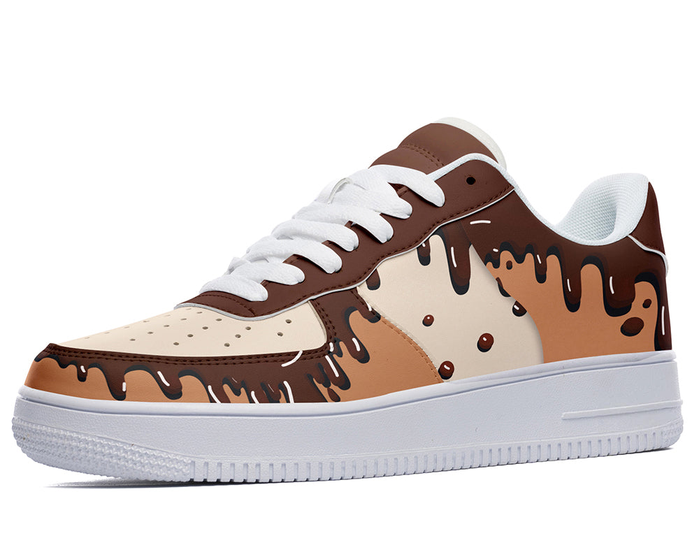 Melted Chocolate Drip Sneakers - White & Brown – CustomKiks.com
