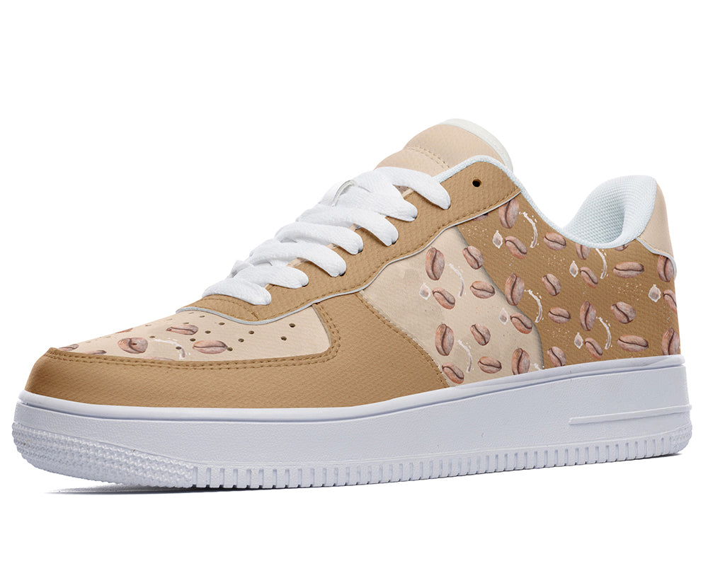 Coffee Bean Sneakers: Coffee Bean Pattern Court Sneakers