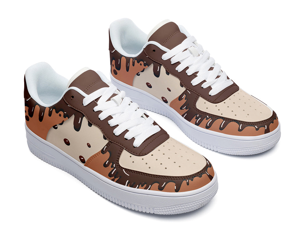 Melted Chocolate Drip Sneakers - White & Brown – CustomKiks.com