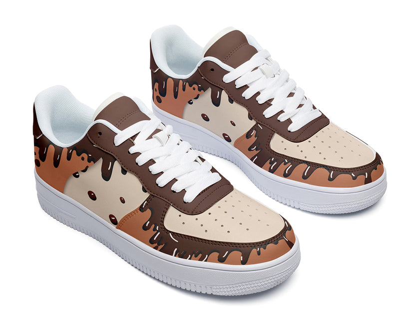 Melted Chocolate Drip Sneakers - White & Brown – CustomKiks.com