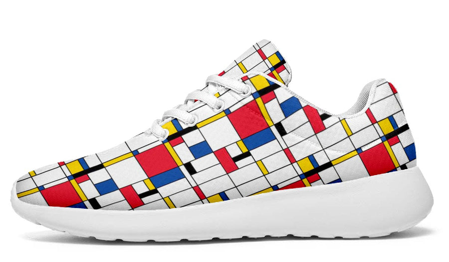 Mondrian Style Sneakers: Geometric Pattern Sport Shoes