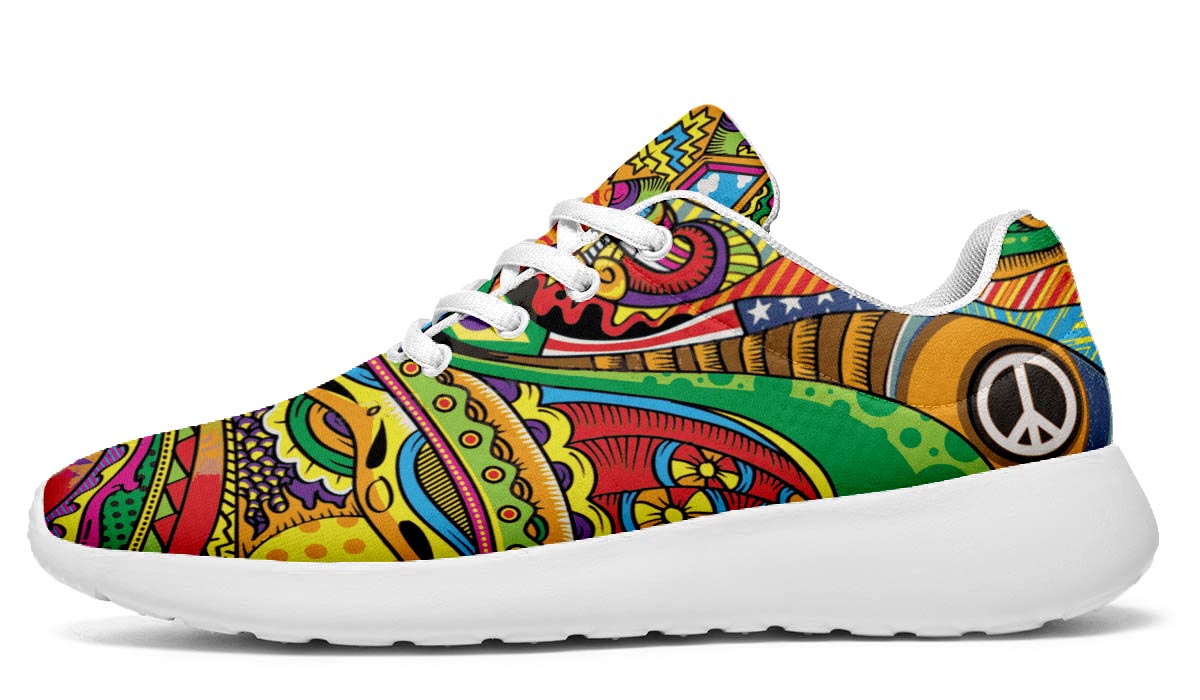 Peace of Color Sneakers: Peace Sign Pattern Sport Shoes
