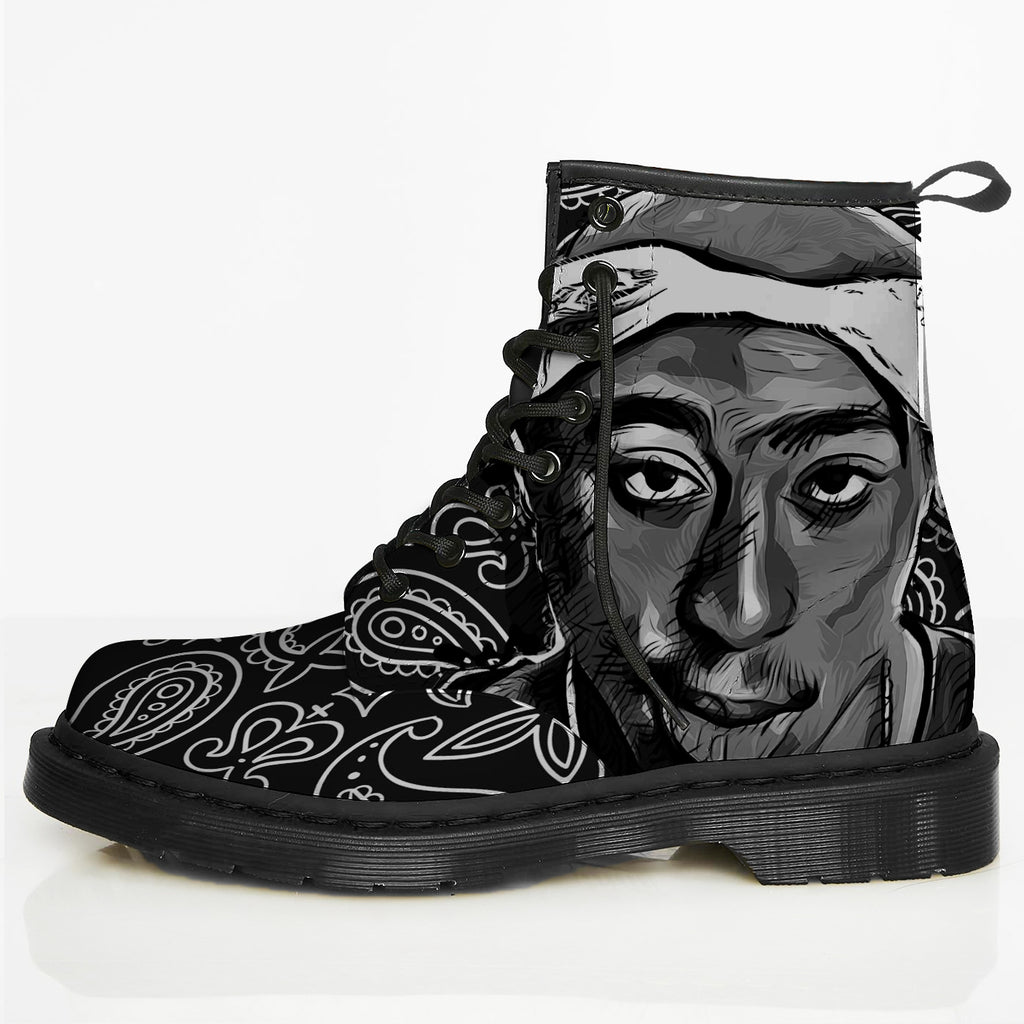 Tupac Shakur Boots - Tupac Shakur Vegan Leather Boots – CustomKiks.com