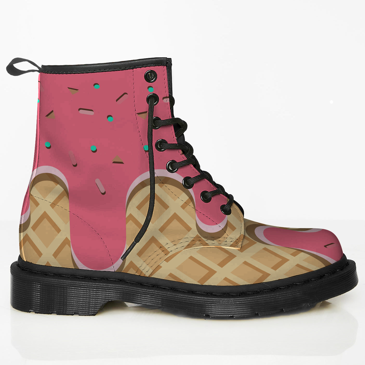 Ice Cream Boots: Ice Cream Illustration Combat Boots
