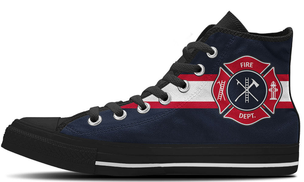 Firefighter High Top Shoes - Designer Canvas Sneakers – CustomKiks.com