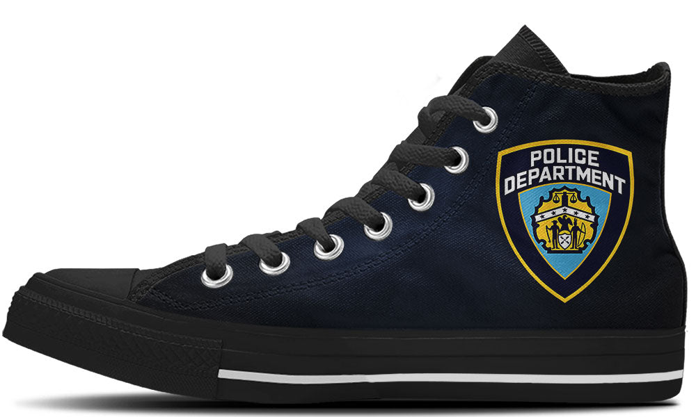 Police High Top Shoes - Police Custom Canvas Shoes – CustomKiks.com