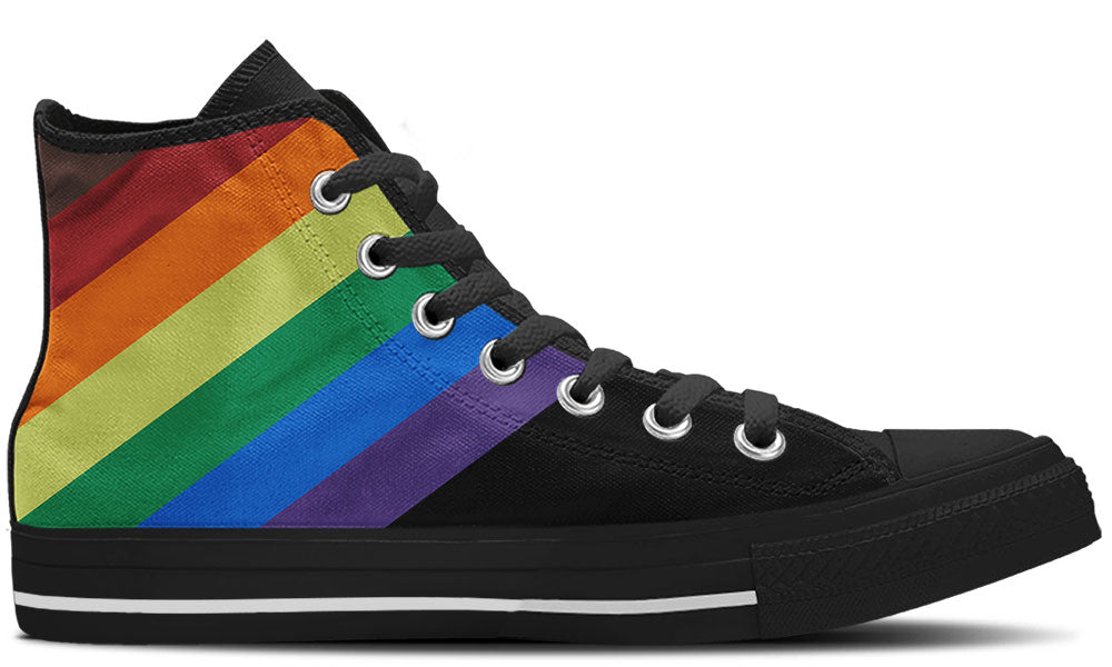 Rainbow Sneakers: Rainbow Band High Top Sneakers