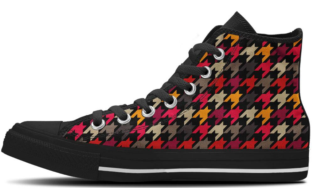 Houndstooth Pattern Shoes - High Tops Custom Canvas Sneakers ...
