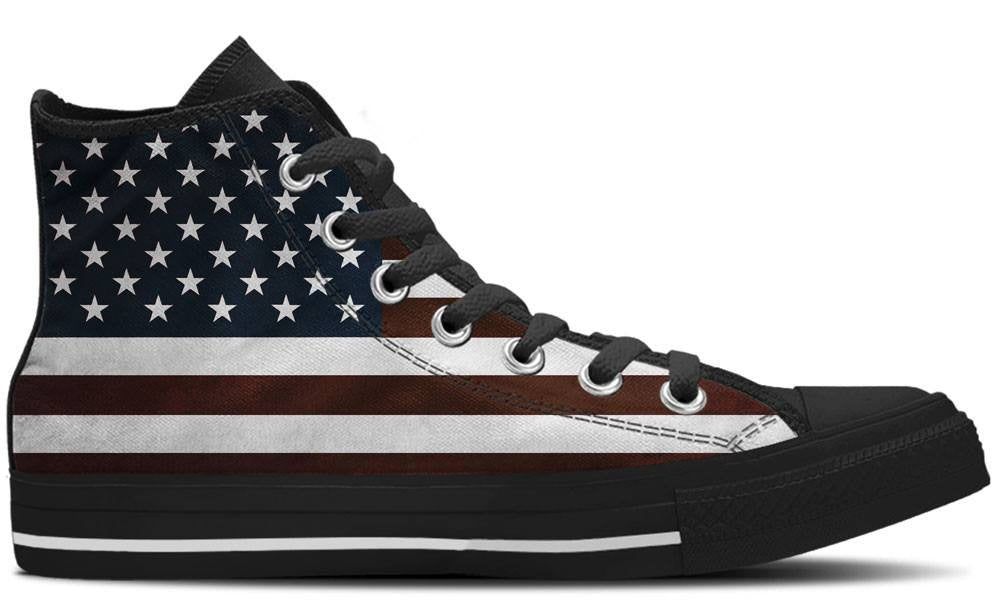 US Flag Shoes - High Tops USA Canvas Sneakers – CustomKiks.com