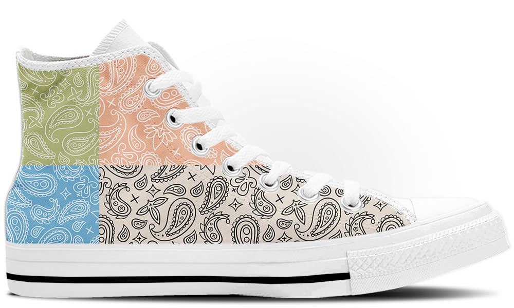 Paisley Sneakers: Mixed Paisley Pattern High Top Sneakers