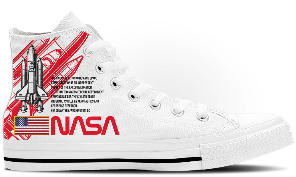 NASA Sneakers: NASA Rocket Logo Pattern High Top Sneakers