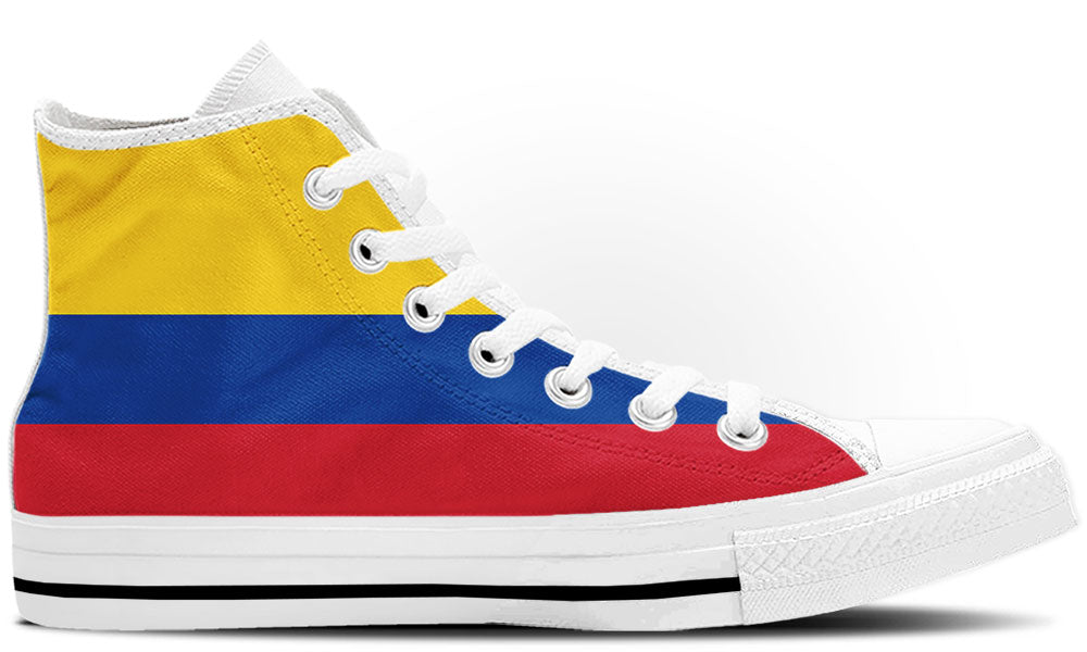 Colombian Flag Sneakers: Colombian Flag Pattern High Top Sneakers